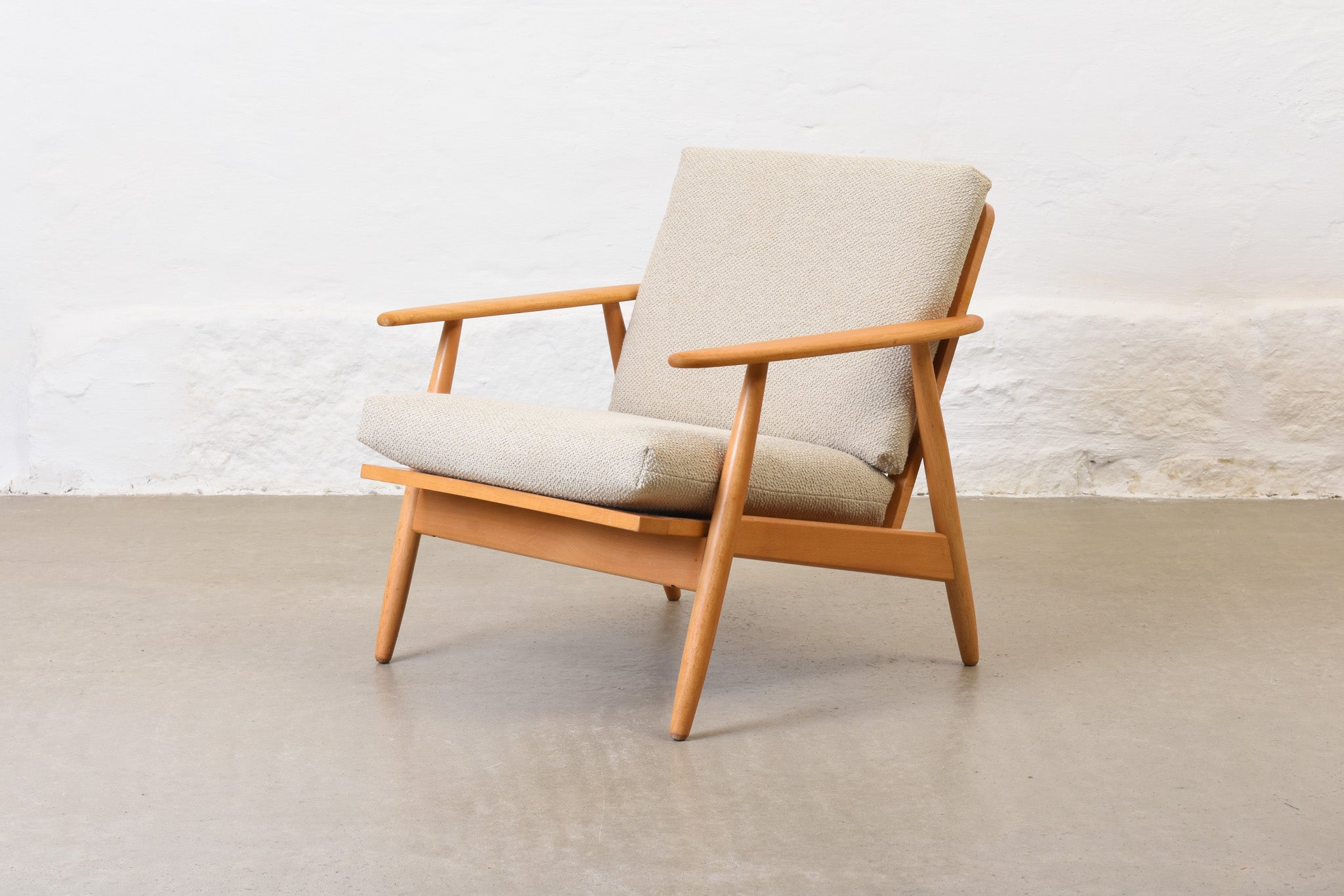 Newly reupholstered: 1960s beech lounger – CHASE & SORENSEN