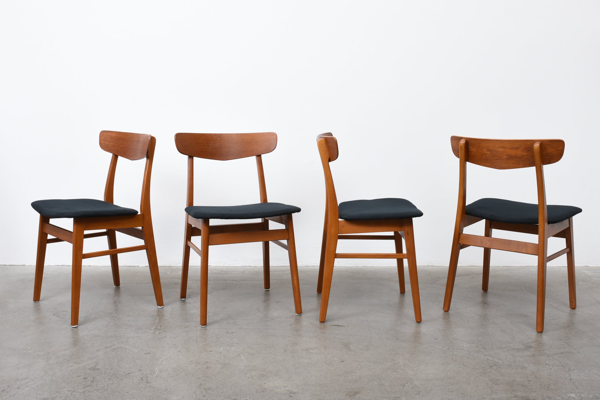 Newly upholstered: Set of four 1960s teak + beech chairs by Farstrup ...