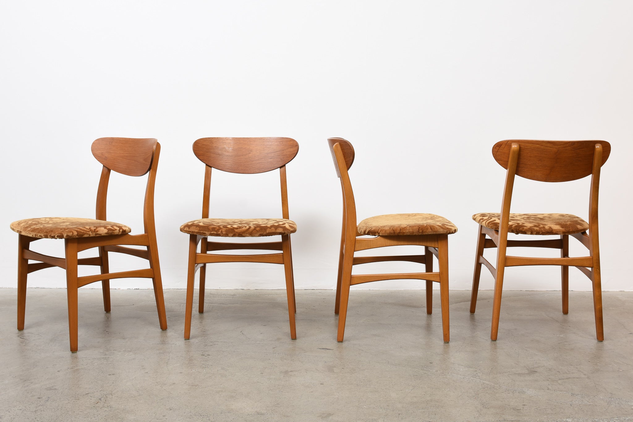 Set of four 1960s teak + beech dining chairs – CHASE & SORENSEN