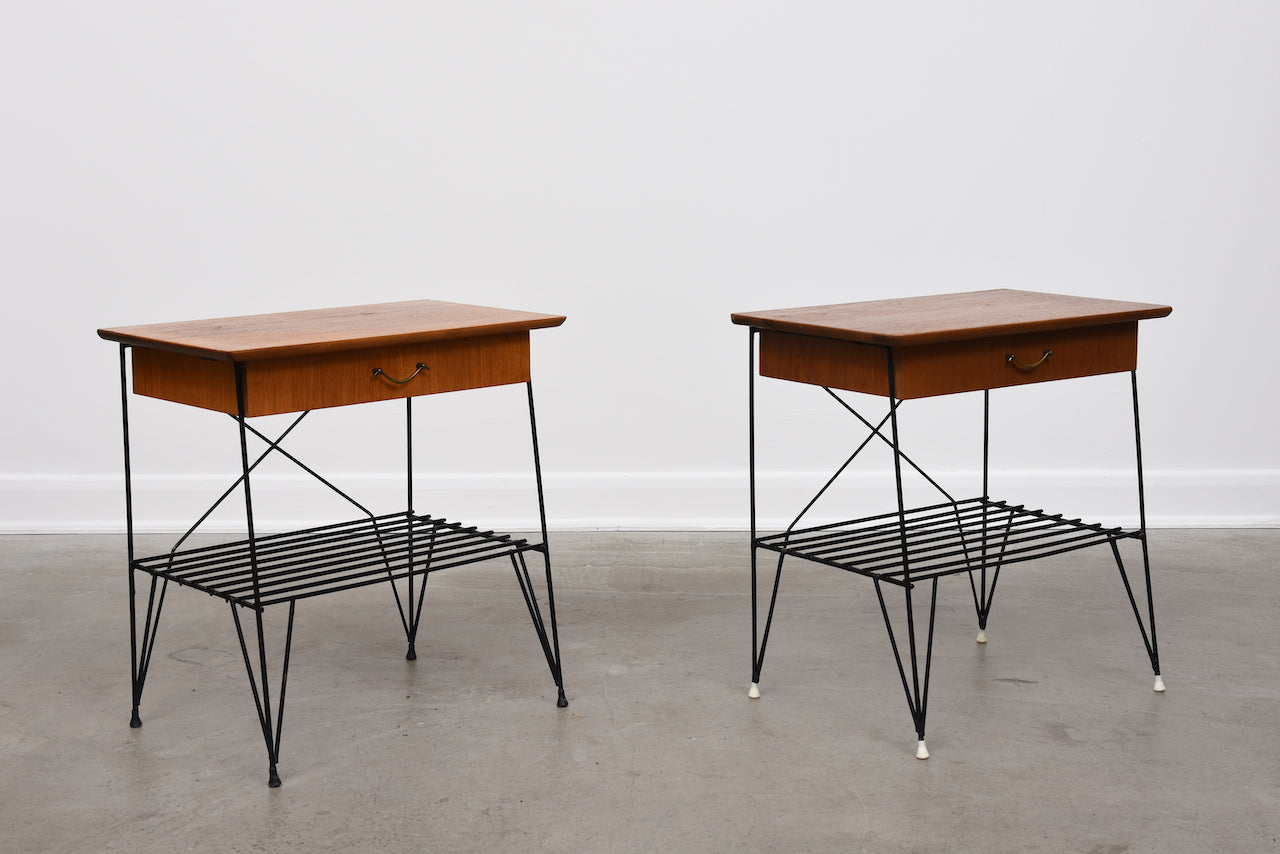 Pair of 1950s teak + wire bedside tables – CHASE & SORENSEN